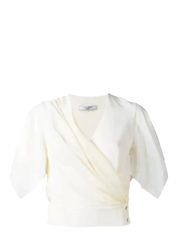 LANVIN V-neck Silk Wrap Blouse - White