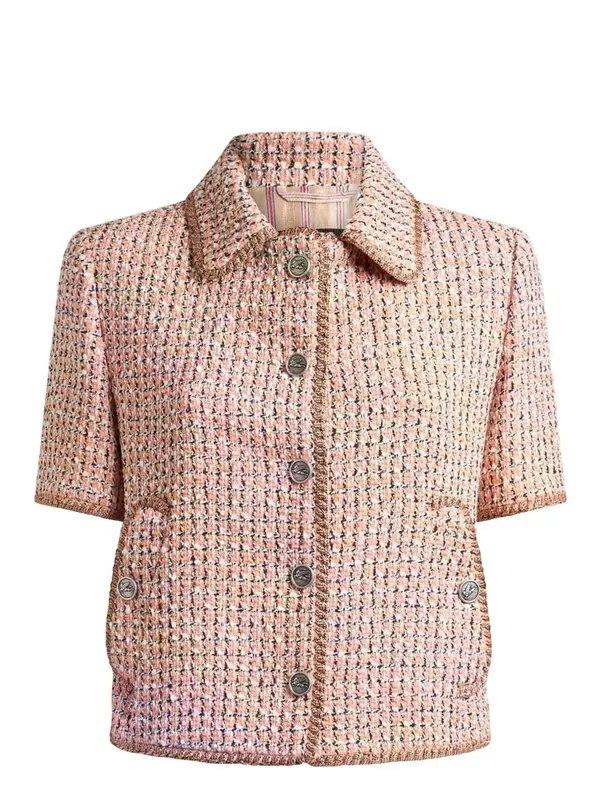 Etro Check Tweed Jacquard Jacket - Pink