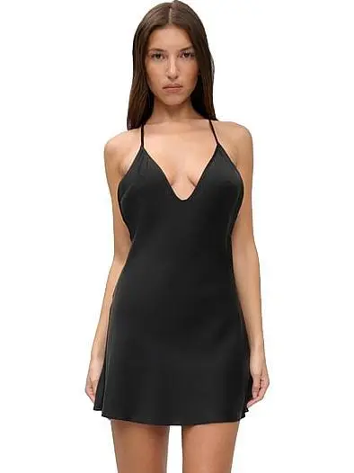 Victoria's Secret Frankies Bikinis Jennie X Colette Silk Mini Dress - Black