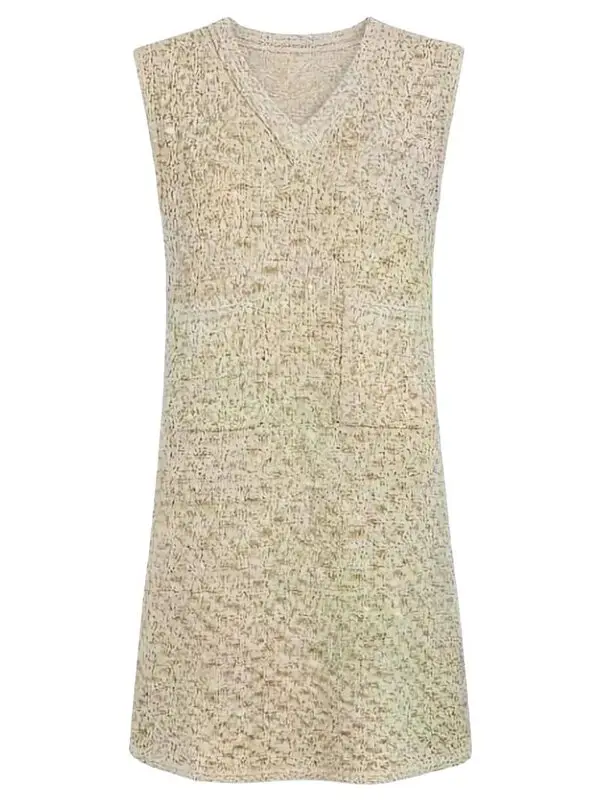 Fabiana Filippi Bouclé-knit V-neck Mini Dress - Neutrals