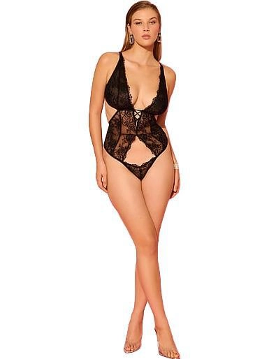 Victoria's Secret Very Sexy Rose Lace Plunge Teddy - Black