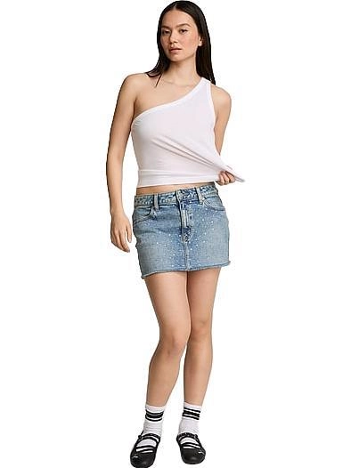Pink Denim Mini Skirt - Blue