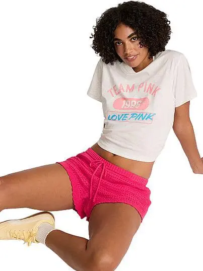 Pink Crochet Micro Shorts - Pink