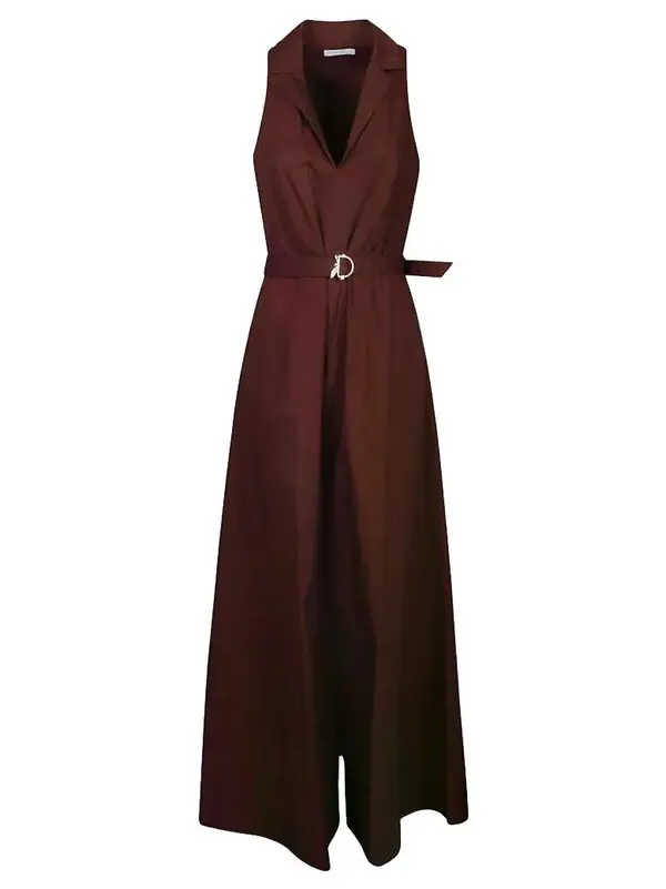 Patrizia Pepe Belted Sleeveless Maxi Dress - Brown