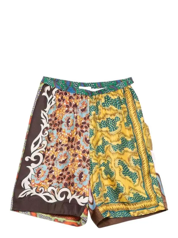 ALEMAIS Arnie Graphic-print Silk Shorts - Yellow