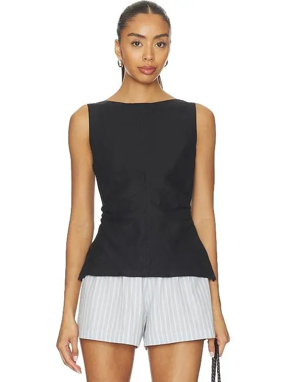 Madewell Linen Addison Top - Black