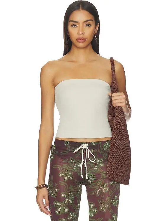 Enza Costa Cotton Rib Bandeau Top - Ivory