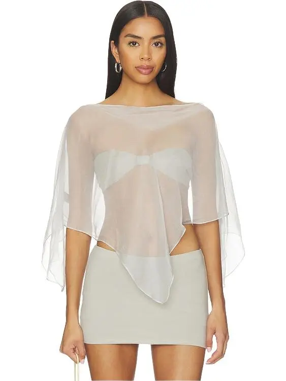 BUCI Honeycrisp Poncho Sheer Silk Cape Effect - Grey