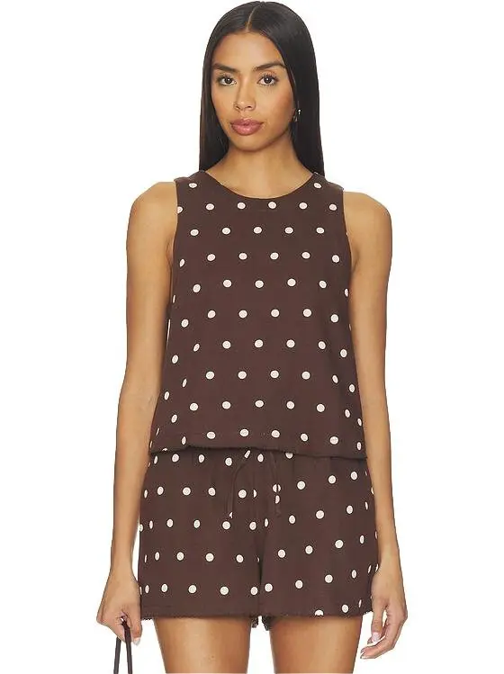 Beach Riot Sleeveless Polka Dot Top - Brown