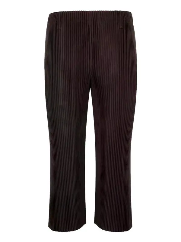Issey Miyake Pleated Cropped Trousers - Brown