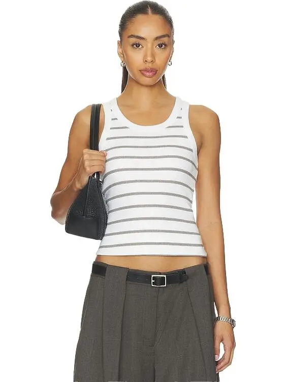 Vince Stripe Scoop Neck Tank - Ivory