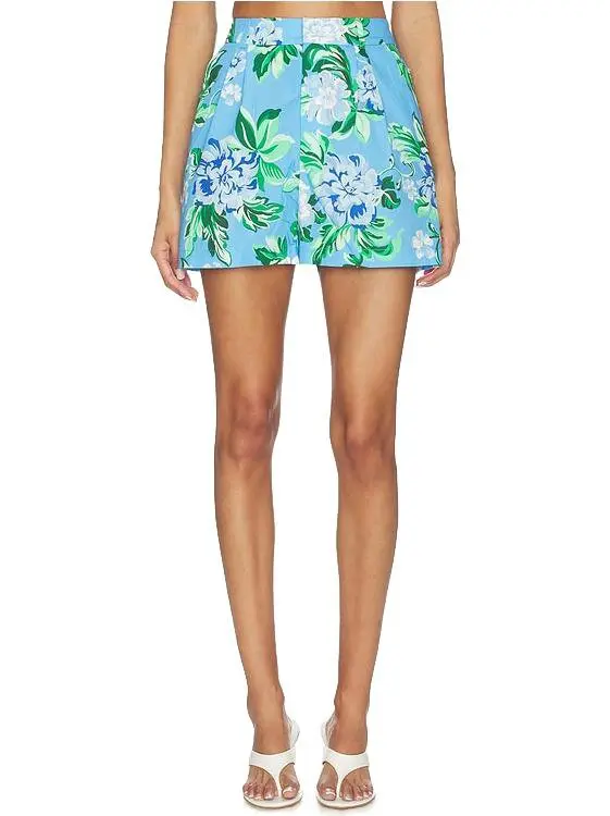 Yumi Kim Piko Printed Cotton Shorts - Blue
