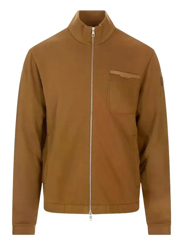 Moncler Logo Patch Zip-up Sweater - Neutrals
