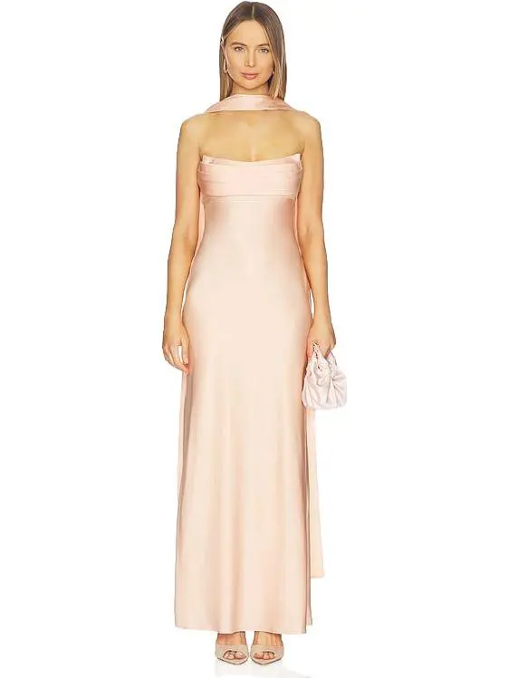 RUNAWAY THE LABEL Madeleine Strapless Maxi Dress - Peach
