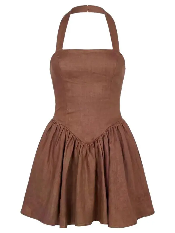 NICHOLAS Amalie Halter-neck Dress - Brown