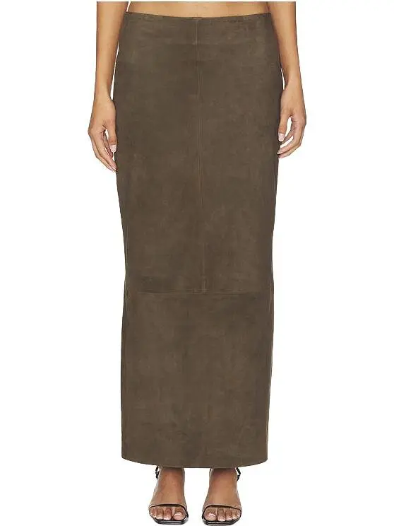 ST. AGNI Suede Column Skirt - Brown