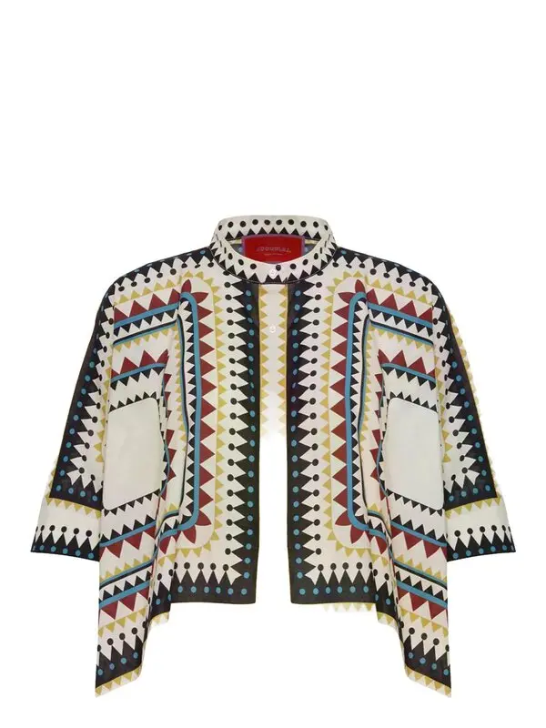 La DoubleJ Geometric Print Cotton Shirt - White
