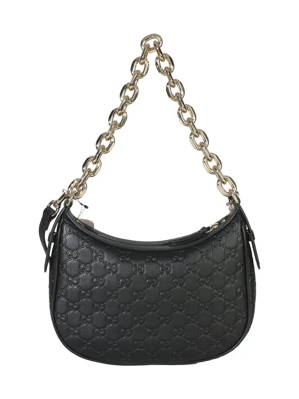 Gucci Embossed Calfskin Gg Arabella Half Moon Shoulder Bag - Black