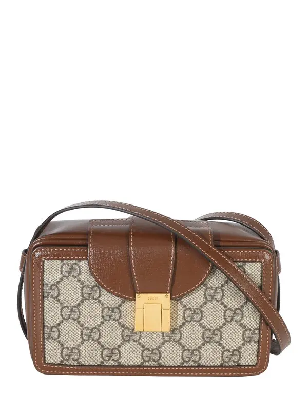 Gucci Gg Supreme Monogram Clasp Bag - Brown