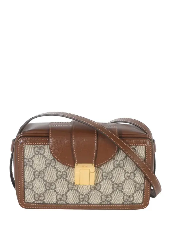 Gucci Gg Supreme Monogram Clasp Bag - Brown