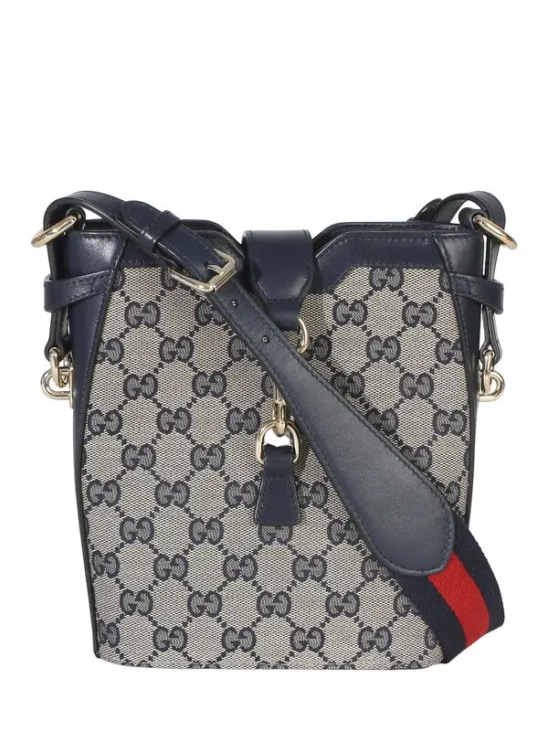 Gucci Gg Supreme Monogram Canvas Bucket Bag - Blue