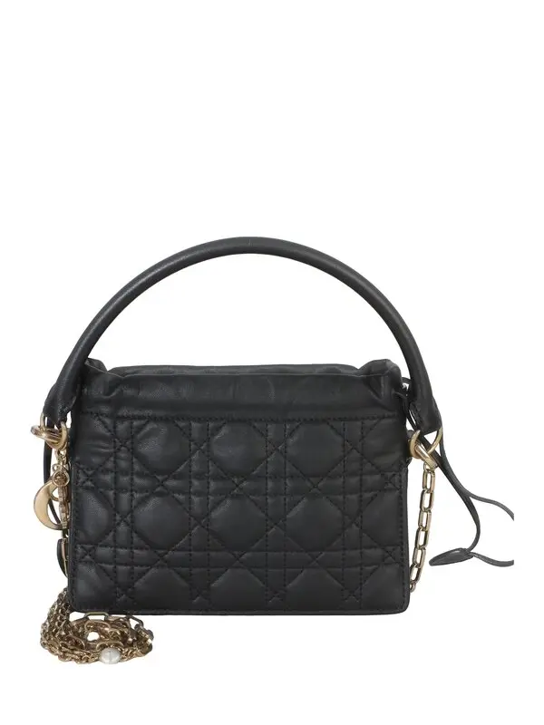 Dior Lambskin Cannage Lady Milly Drawstring Bag - Black