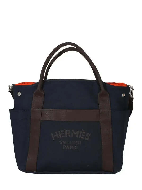 Hermès Bleu Navy Feu Canvas Grooming Bag - Blue