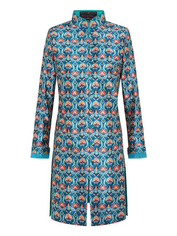 BEATRICE VON TRESCKOW Nehru Silk Coat - Green/blue
