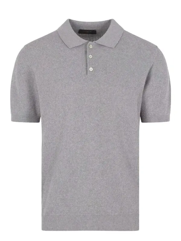ZANONE Textured-knit Polo Sweater - Grey