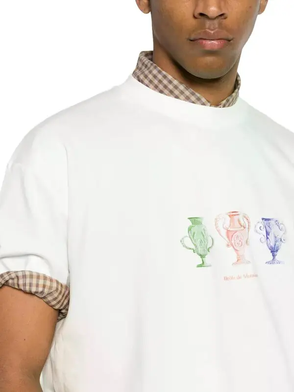 Drole De Monsieur Signature Graphic-print T-shirt - Neutrals