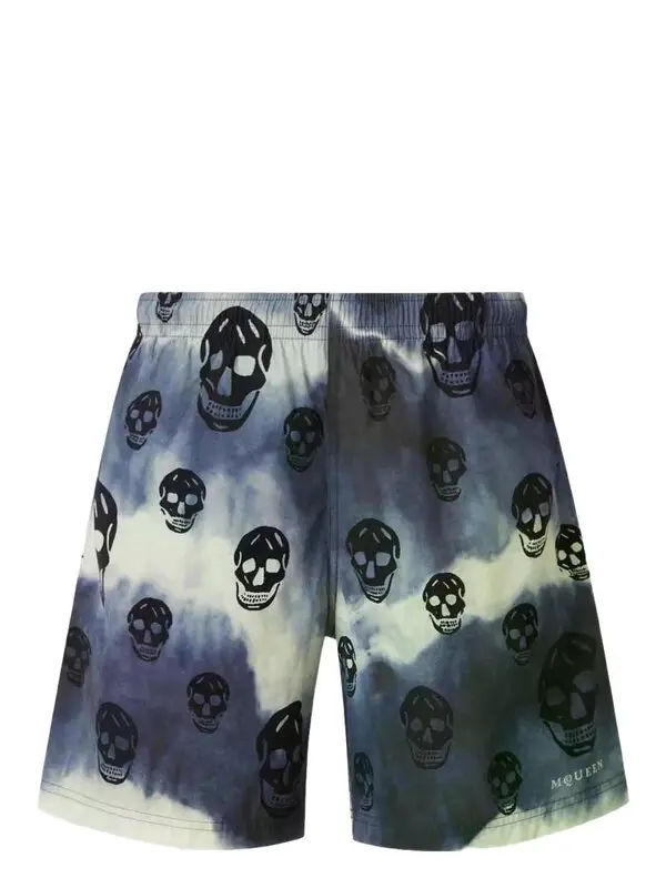 Alexander McQueen Tie-dye Skull Print Swim Shorts - Blue