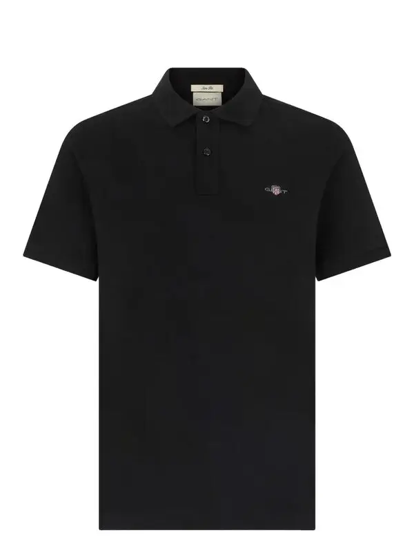 Gant Shield Logo-embroidered Polo Shirt - Black