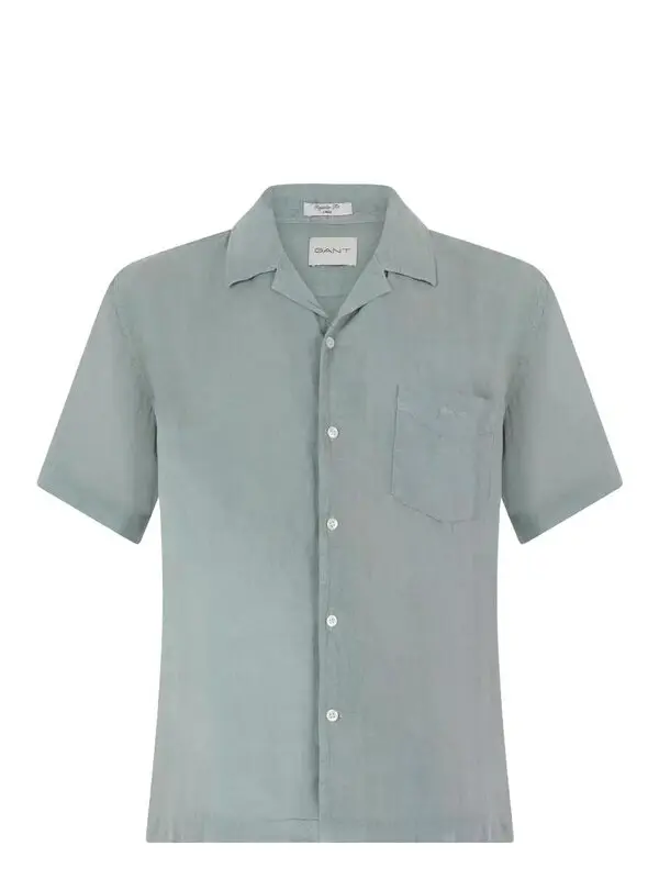Gant Short-sleeved Linen Shirt - Grey