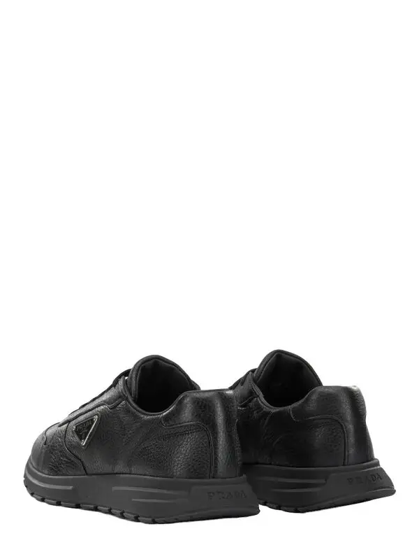 Prada Prax 2.0 Leather Sneakers With Logo Plaque - Black