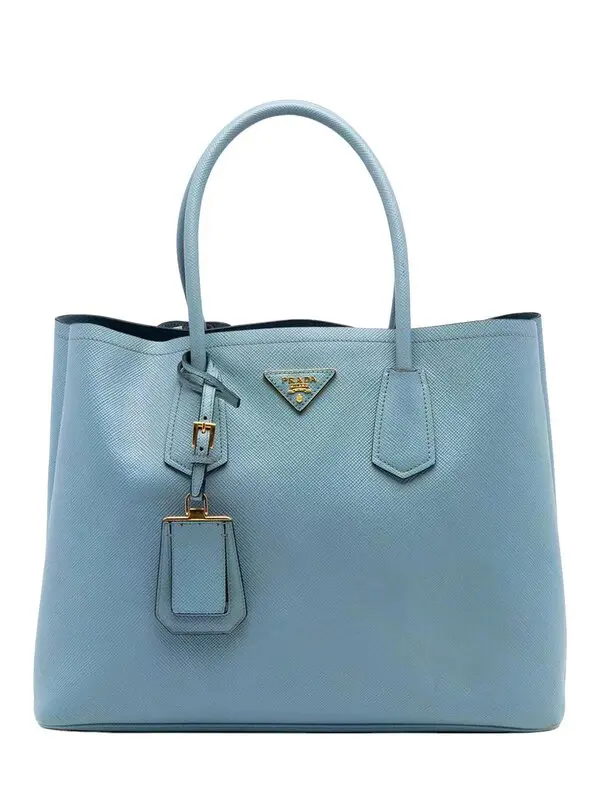 Prada Saffiano Cuir Double Satchel - Blue