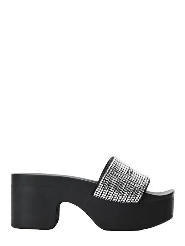Alexander Wang Crystal Hotfix Platform Slide - Black/silver