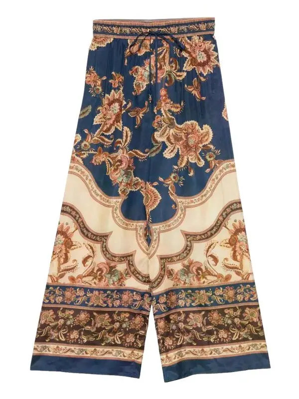 Zimmermann Aster Floral Print Drawstring Trousers - Blue