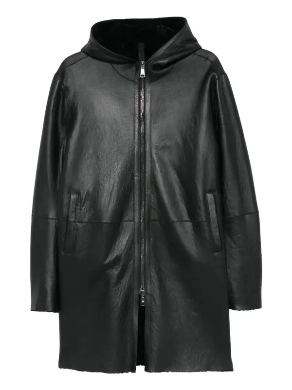 Tagliatore Wilson Hooded Leather Jacket - Black