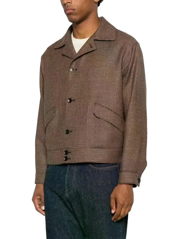 Tagliatore Houndstooth Pattern Button-up Jacket - Brown