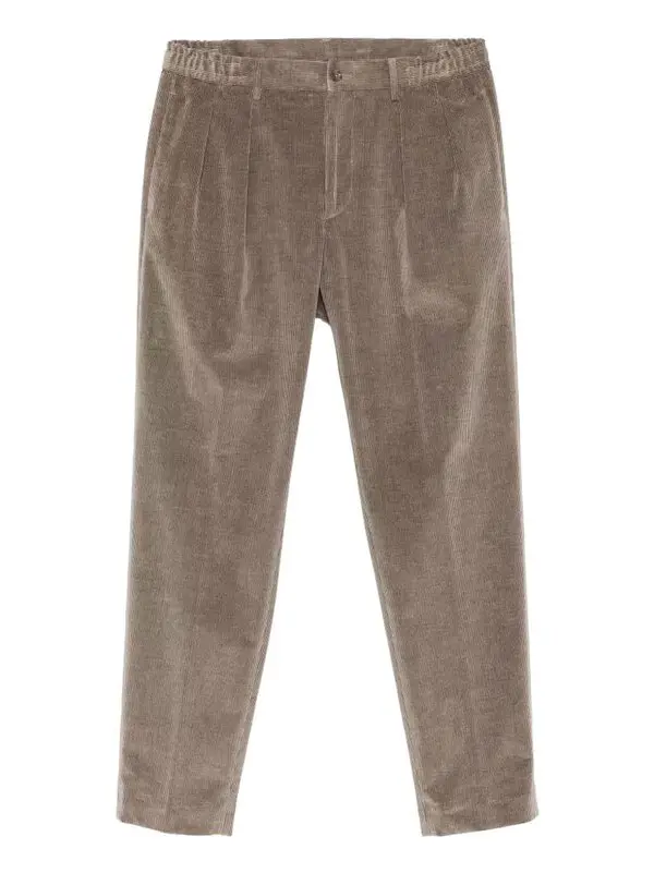 Tagliatore Pleated Corduroy Trousers - Brown