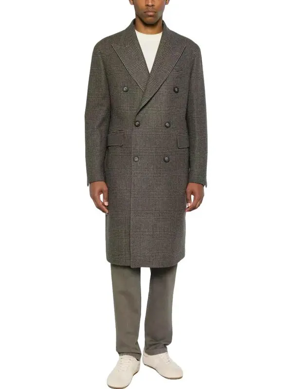 Tagliatore Double-breasted Prince Of Wales Check Coat - Brown