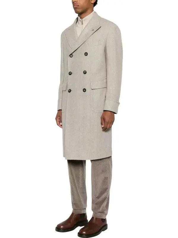 Tagliatore Double-breasted Herringbone Coat - Neutrals