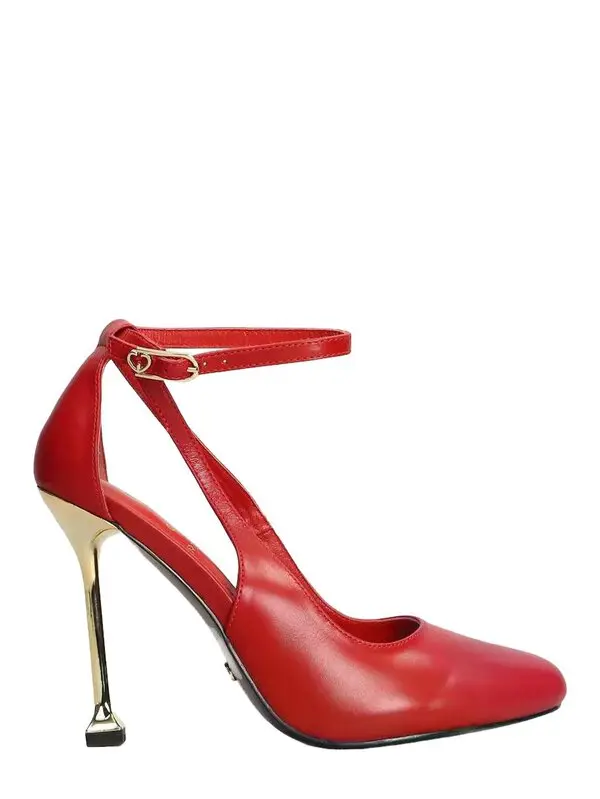 GOLD & ROUGE Biscuit Ankle-strap Sandals - Red