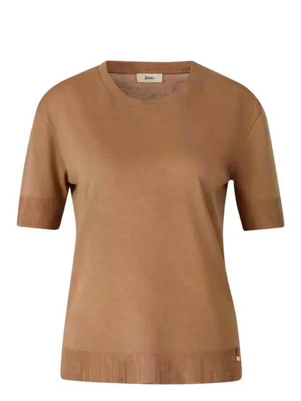 Herno Ribbed-trim Short-sleeved T-shirt - Brown
