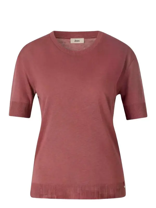 Herno Maroon Ribbed Crew Neck T-shirt - Red