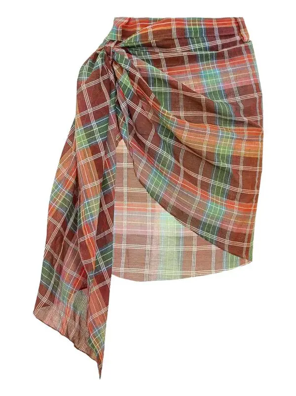 KATE CATE Checkered Sarong Skirt - Red