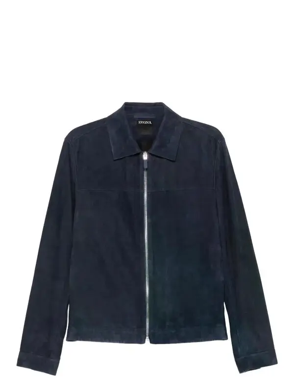 Zegna Suede Zip-up Jacket - Blue