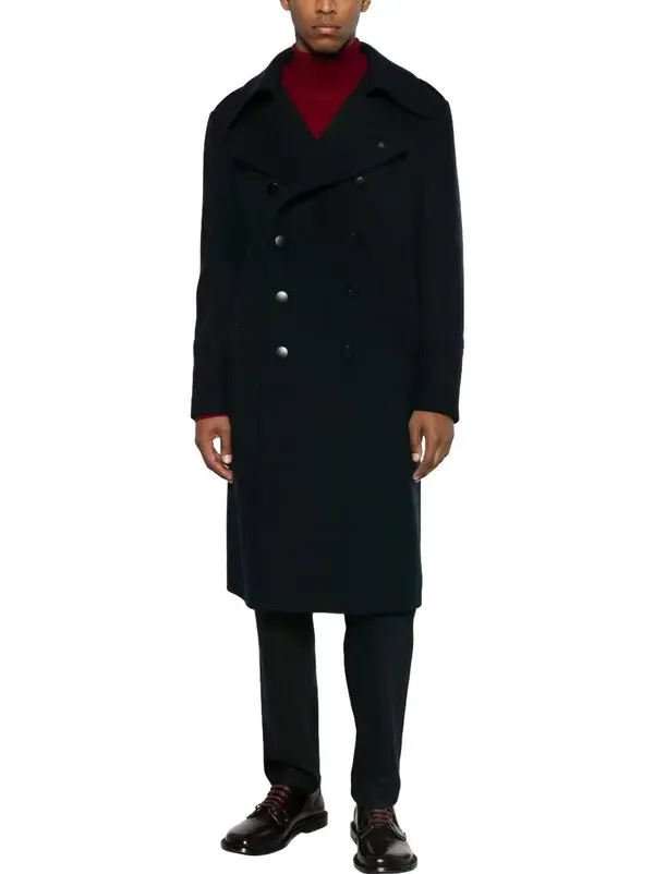 Tagliatore Double-breasted Twill-weave Coat - Blue
