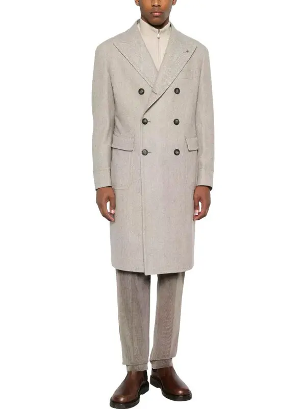 Tagliatore Double-breasted Herringbone Coat - Neutrals