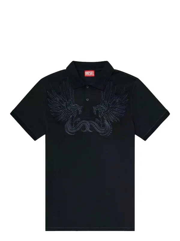 DIESEL® T-phen Embroidered Polo Shirt - Black